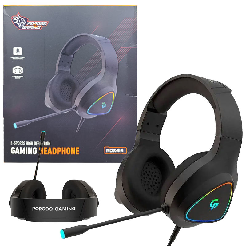هدست گیمینگ سیمی پرودو مدل Porodo Gaming PDX 414 با نور RGB